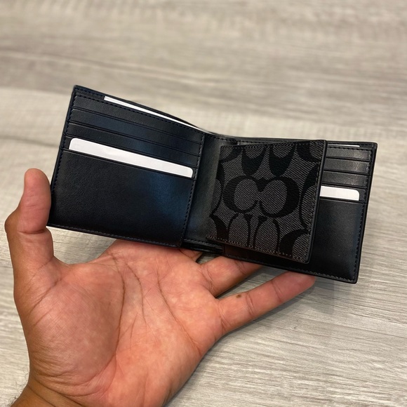 Coach | Bags | Coach Compact Id Wallet In Signature Canvas Nwt | Poshmark